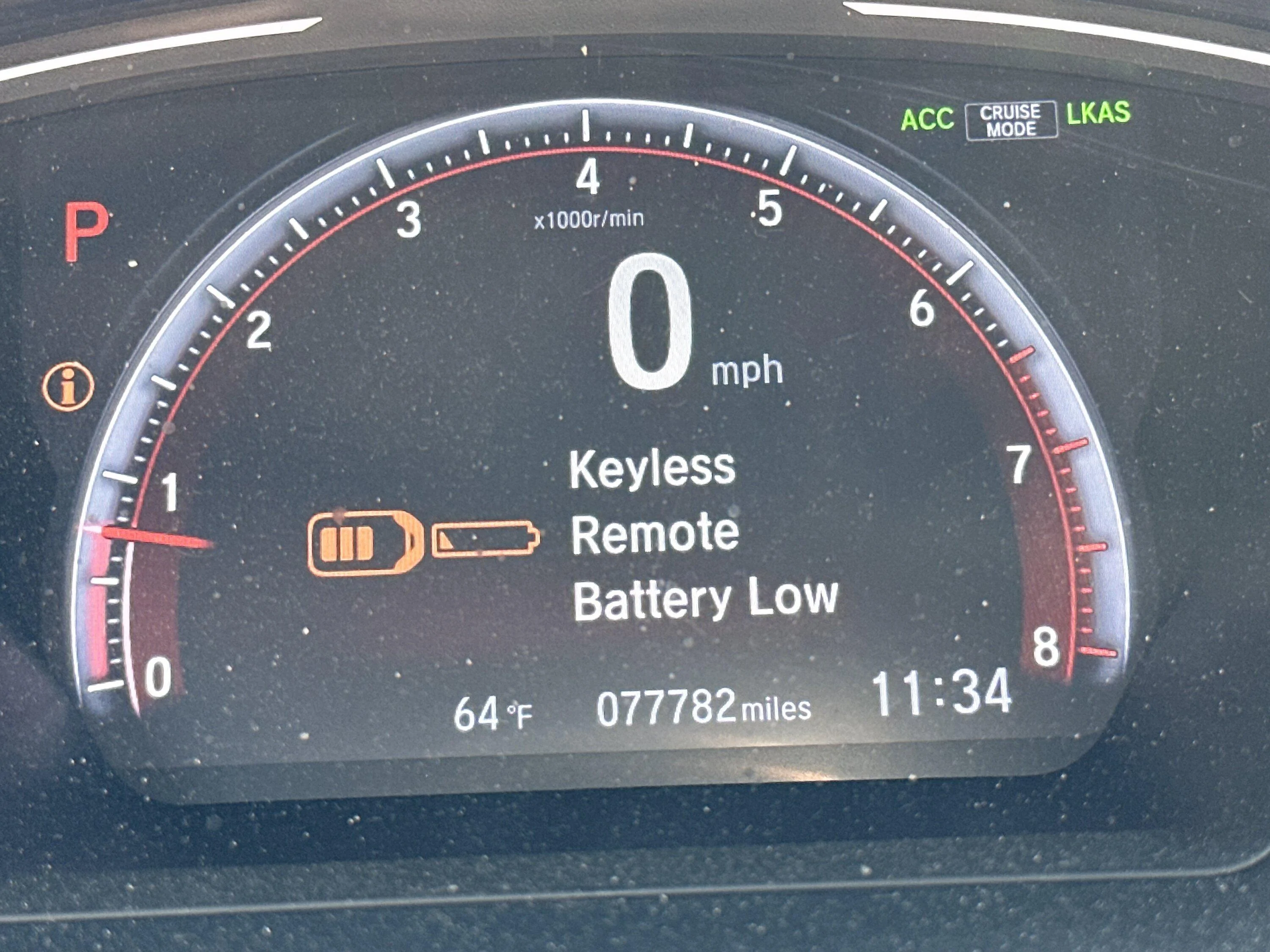 Honda Keyless Remote Battery Low