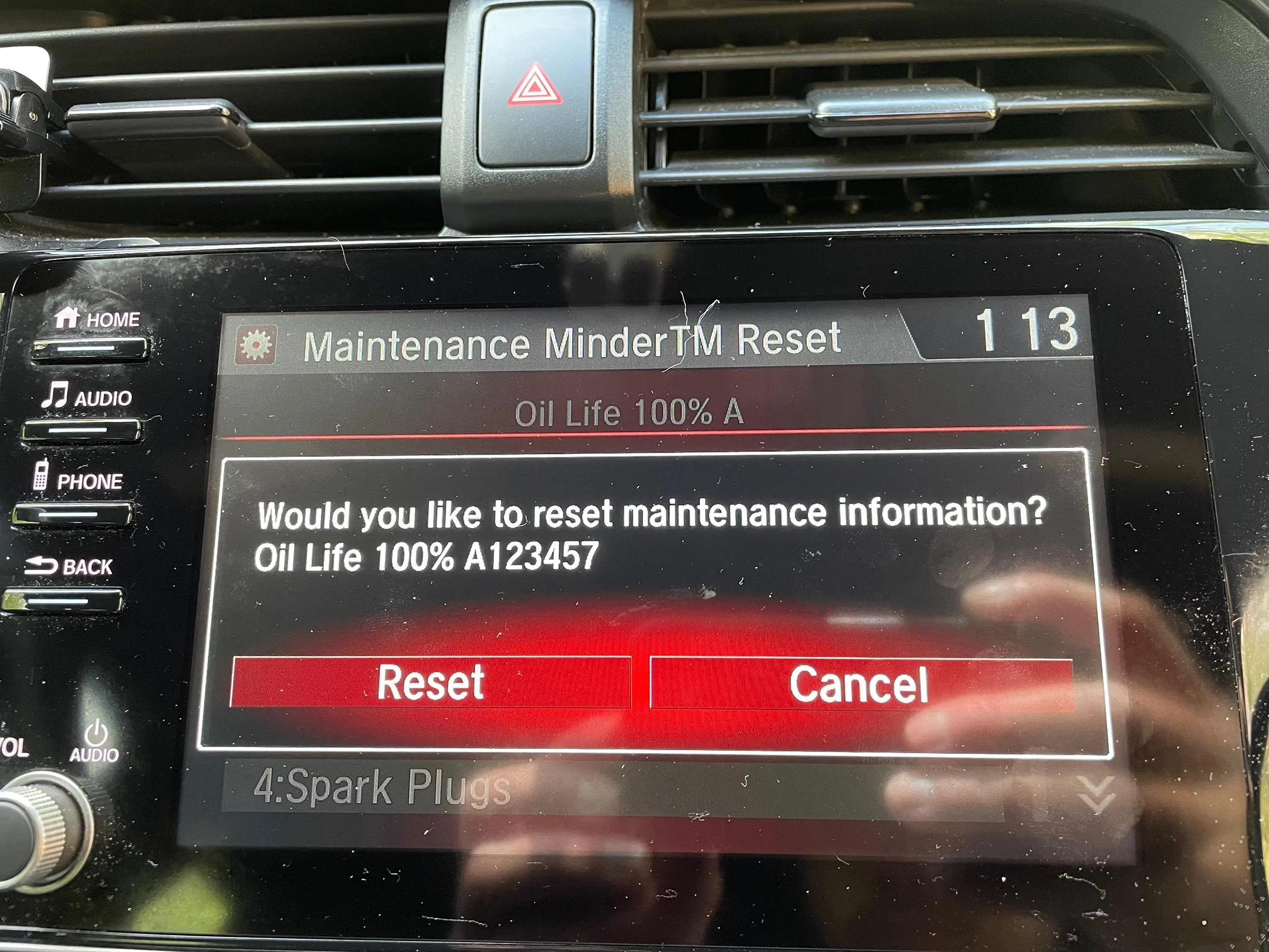 Accidental Reset Maintenance Minder | 2016+ Honda Civic Forum (10th Gen ...